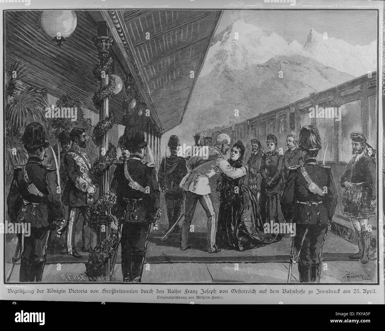 Kaiser Franz Josef I. begrüßt Königin Viktoria von England Stock Photo ...