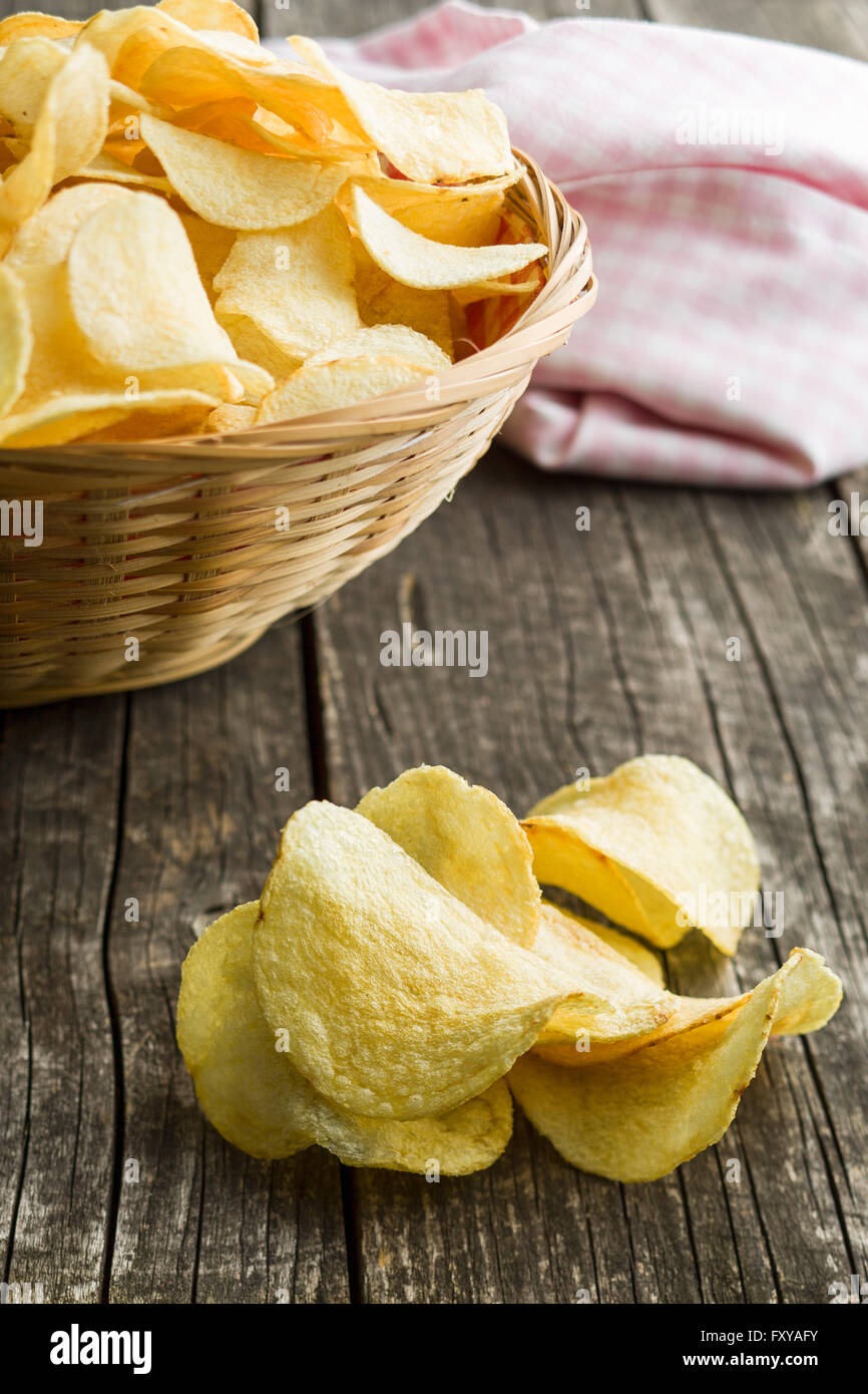 Potato chips on old hi-res stock photography and images - Alamy
