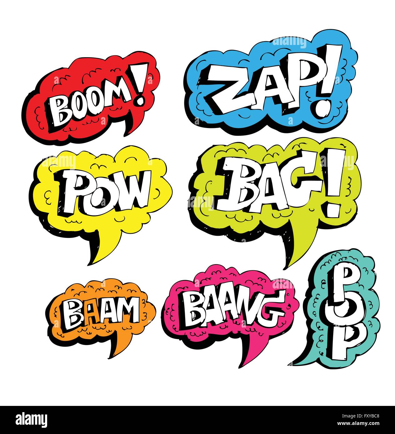 Cartoon text explosions comic bubble hi-res stock photography and images - Alamy