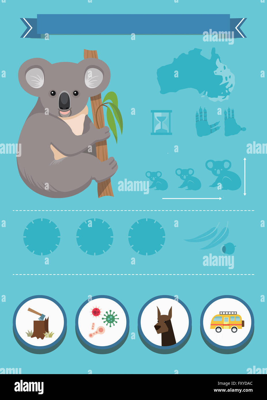 Koala with infographic icons Stock Photo - Alamy