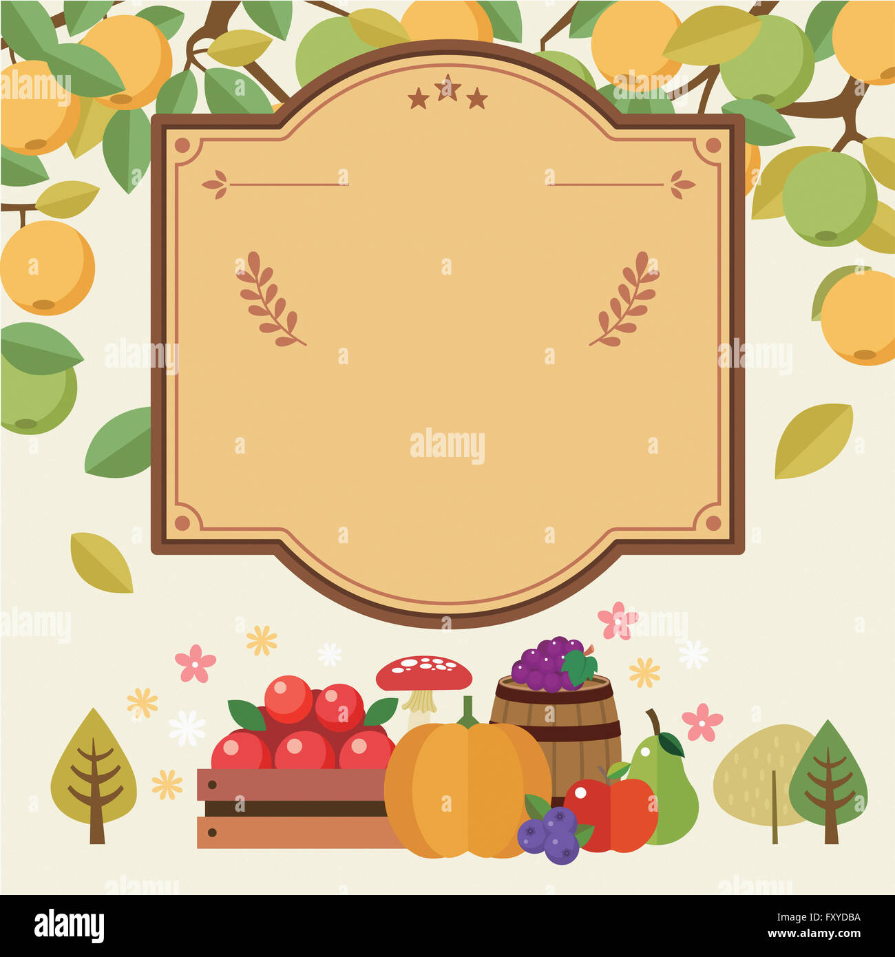 Frame with fruits in fall Stock Photo - Alamy