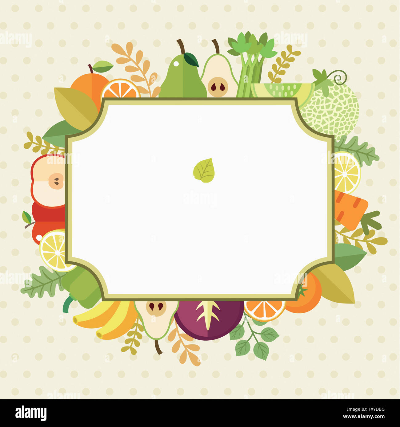 Frame with various fruits and vegetables Stock Photo - Alamy