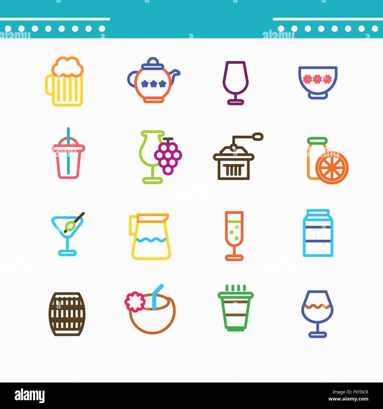 Icons of various drinks icon hi-res stock photography and images - Alamy