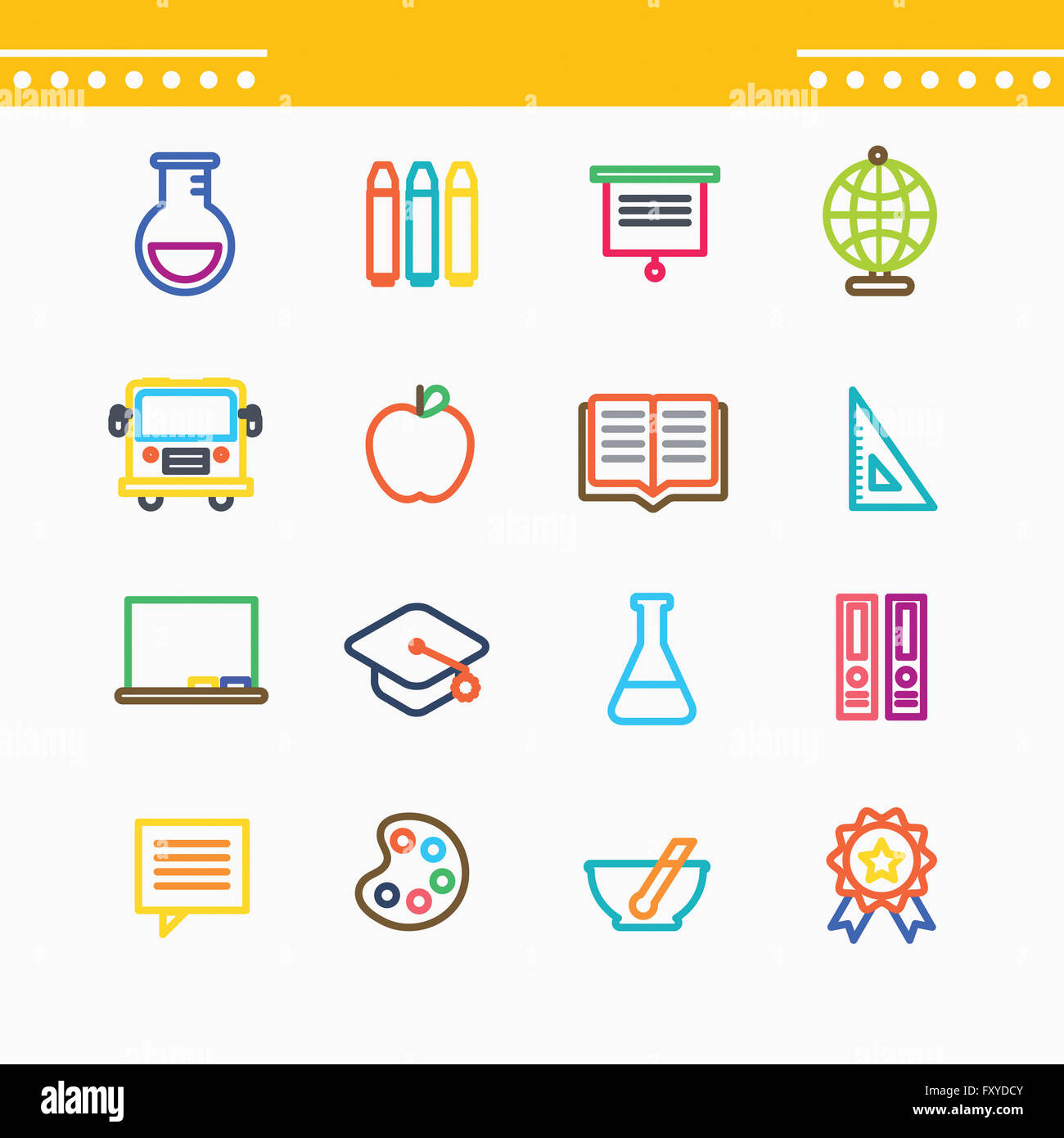 Set of line icons related to school education Stock Photo - Alamy