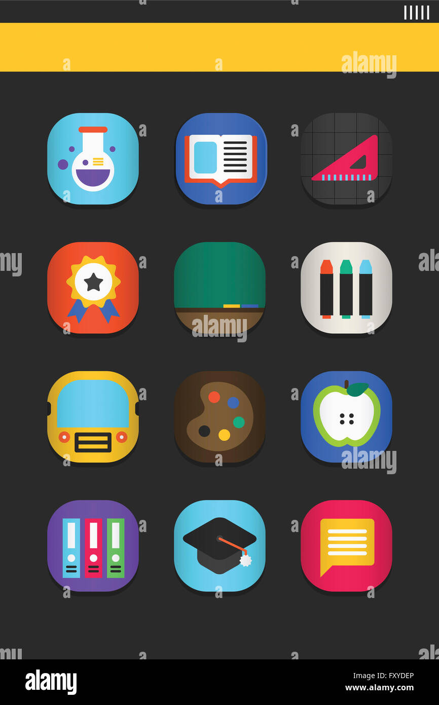 Set of various button icons related to school education Stock Photo - Alamy