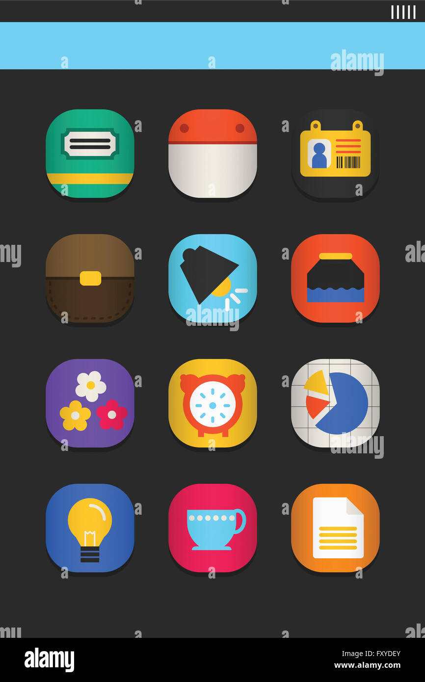 Set of various mobile button icons related to business Stock Photo - Alamy