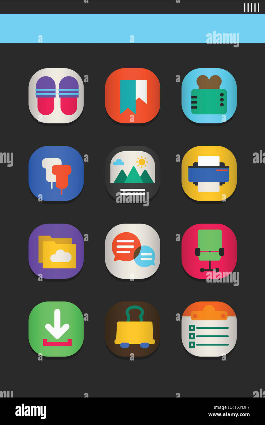 Set of various button icons related to business Stock Photo - Alamy