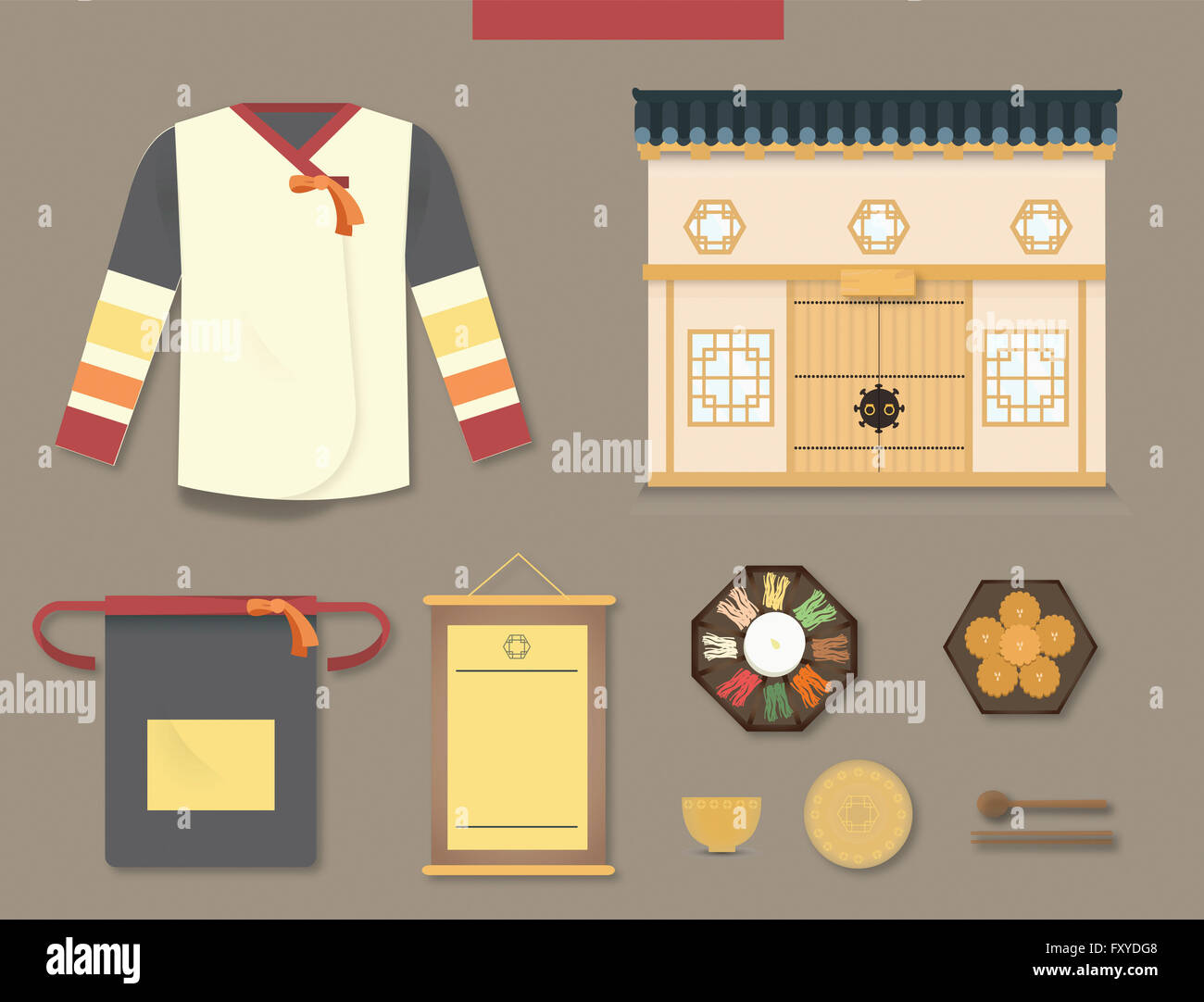 Set of various objects for traditional Korean restaurant Stock Photo ...