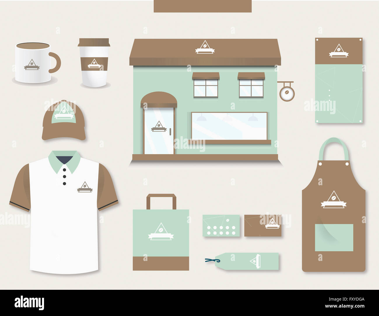 Set of various objects for cafe Stock Photo - Alamy