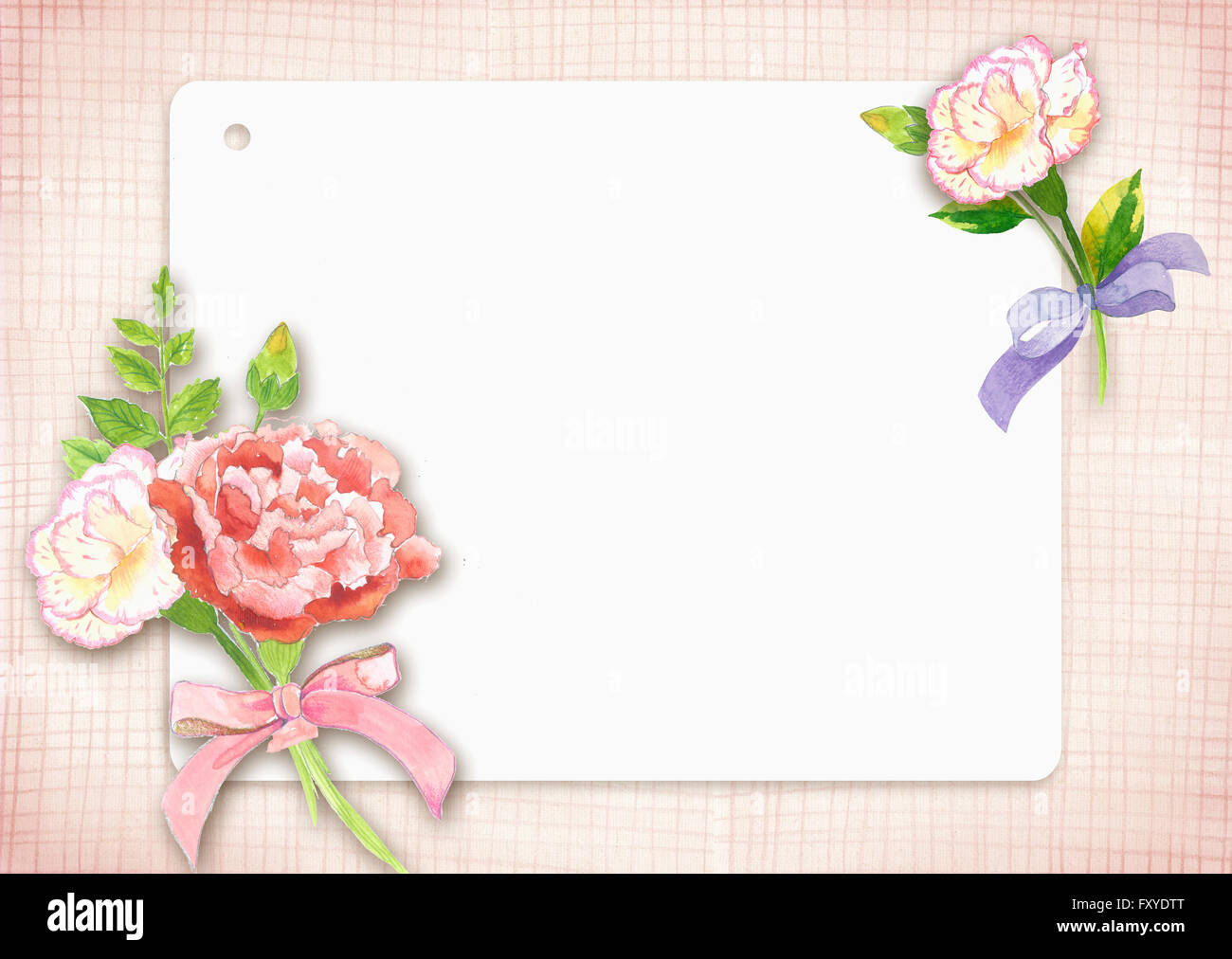 Watercolor background of calendar with carnation flowers Stock Photo ...
