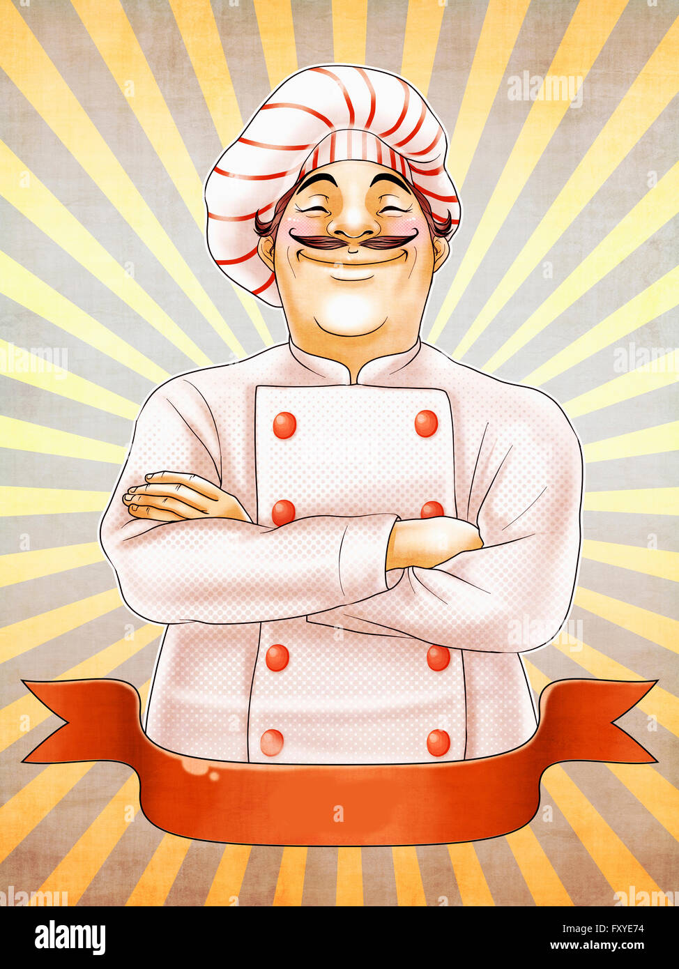 Portrait of male cook in retro style smiling with his arms folded Stock ...