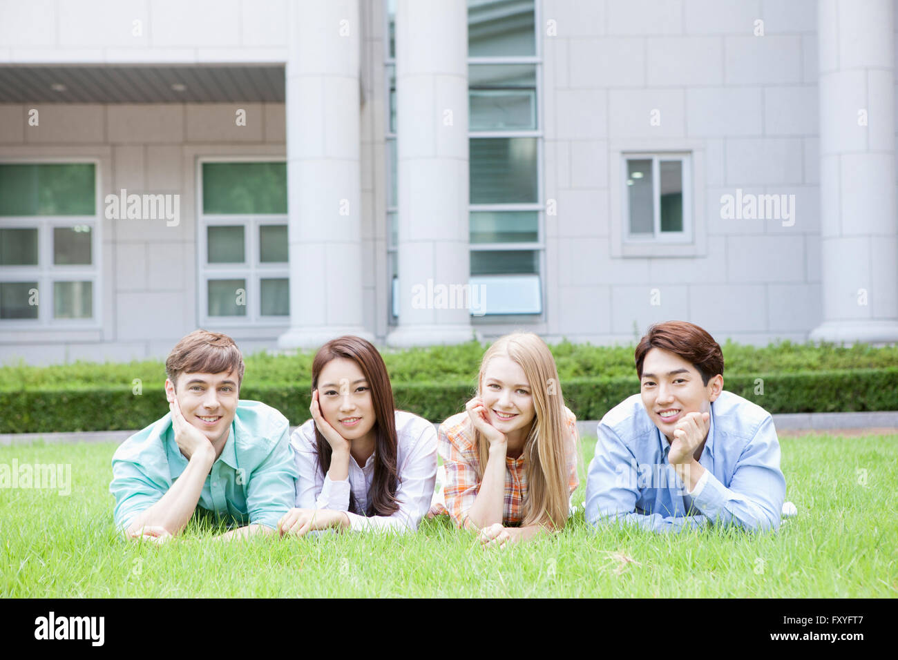 University students lying on hi-res stock photography and images - Alamy