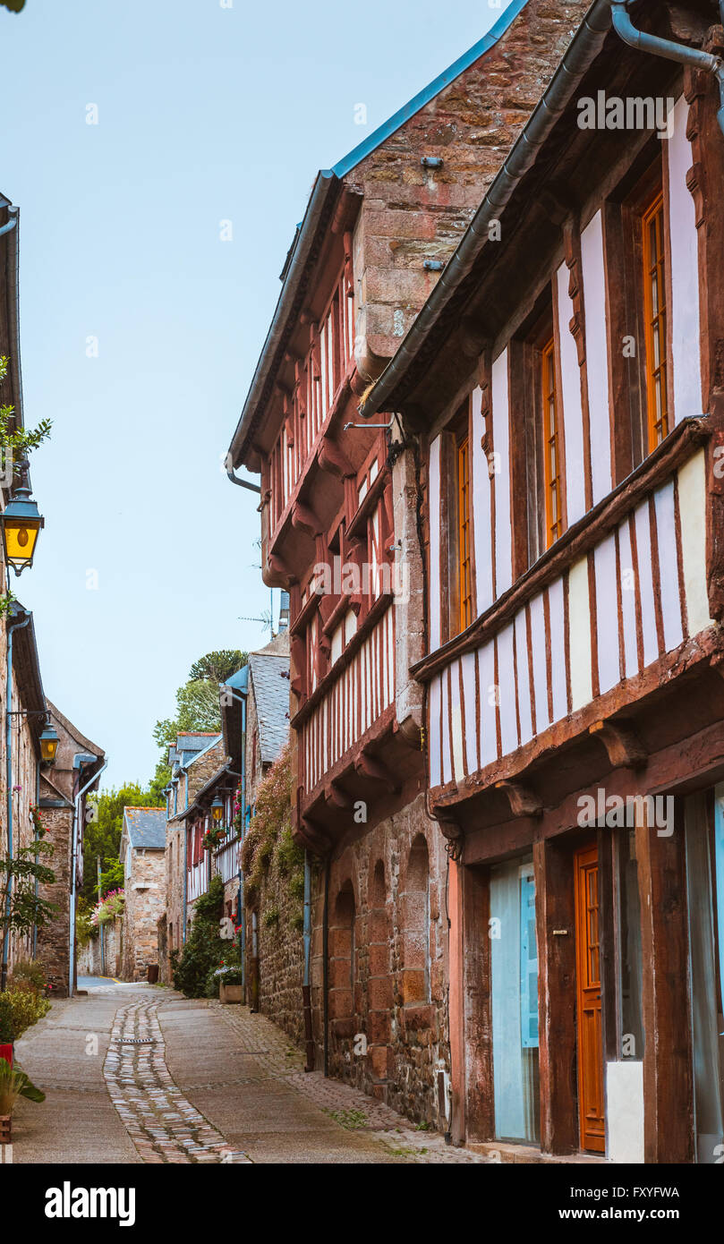 street in old Breton Brittany town Treguier, France Stock Photo - Alamy