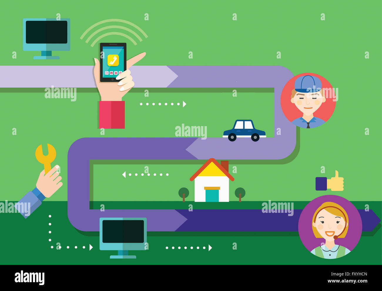 Process related to computer fixing engineering in info graphic ...