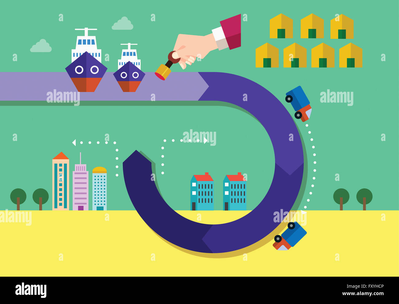 Process related to trade business in info graphic illustration Stock ...