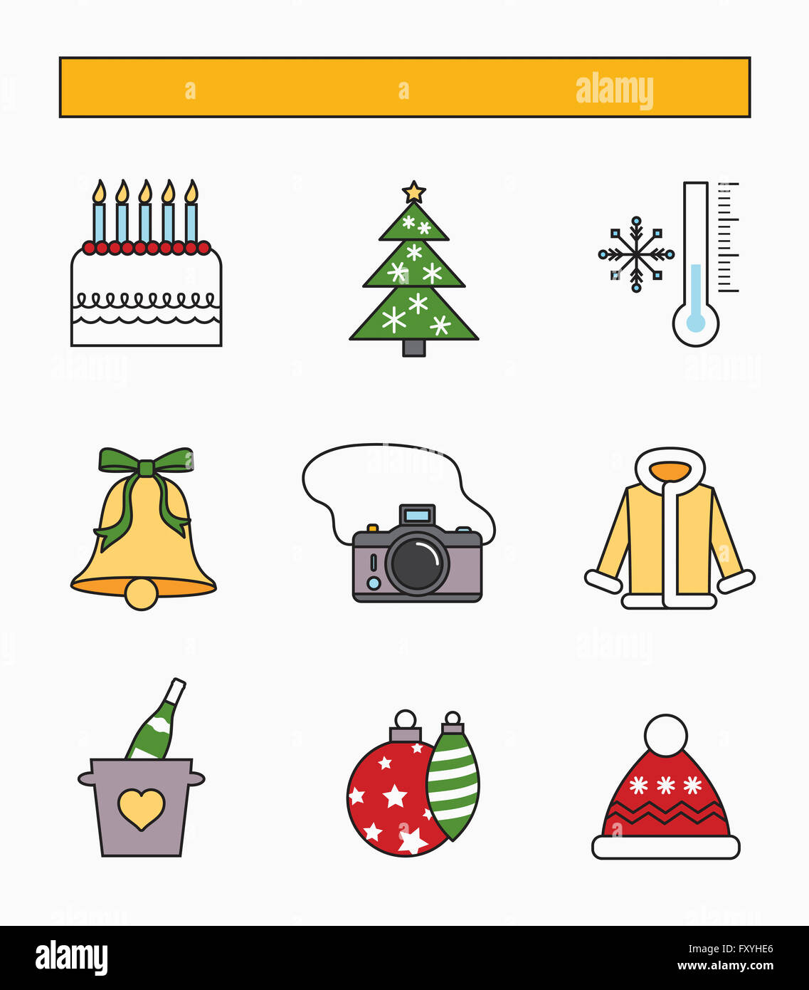 Various icons representing Christmas and winter in illustration Stock ...