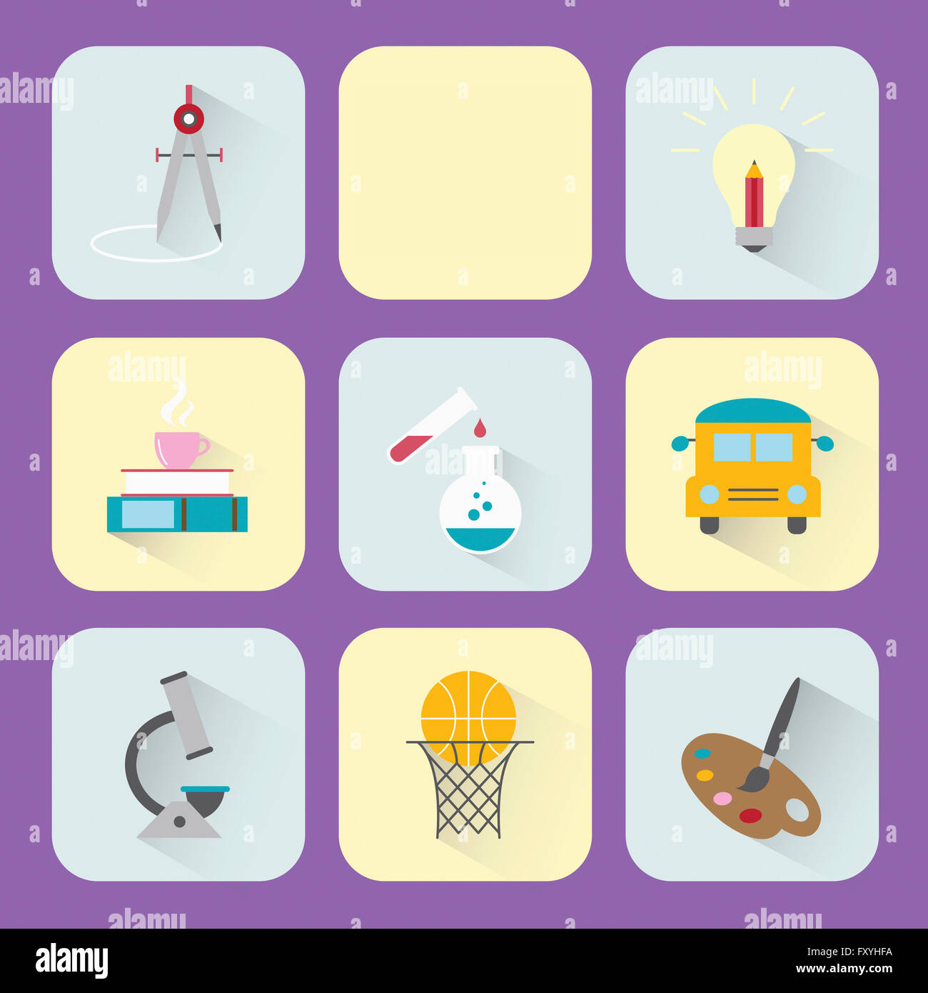 Various icons representing education Stock Photo - Alamy