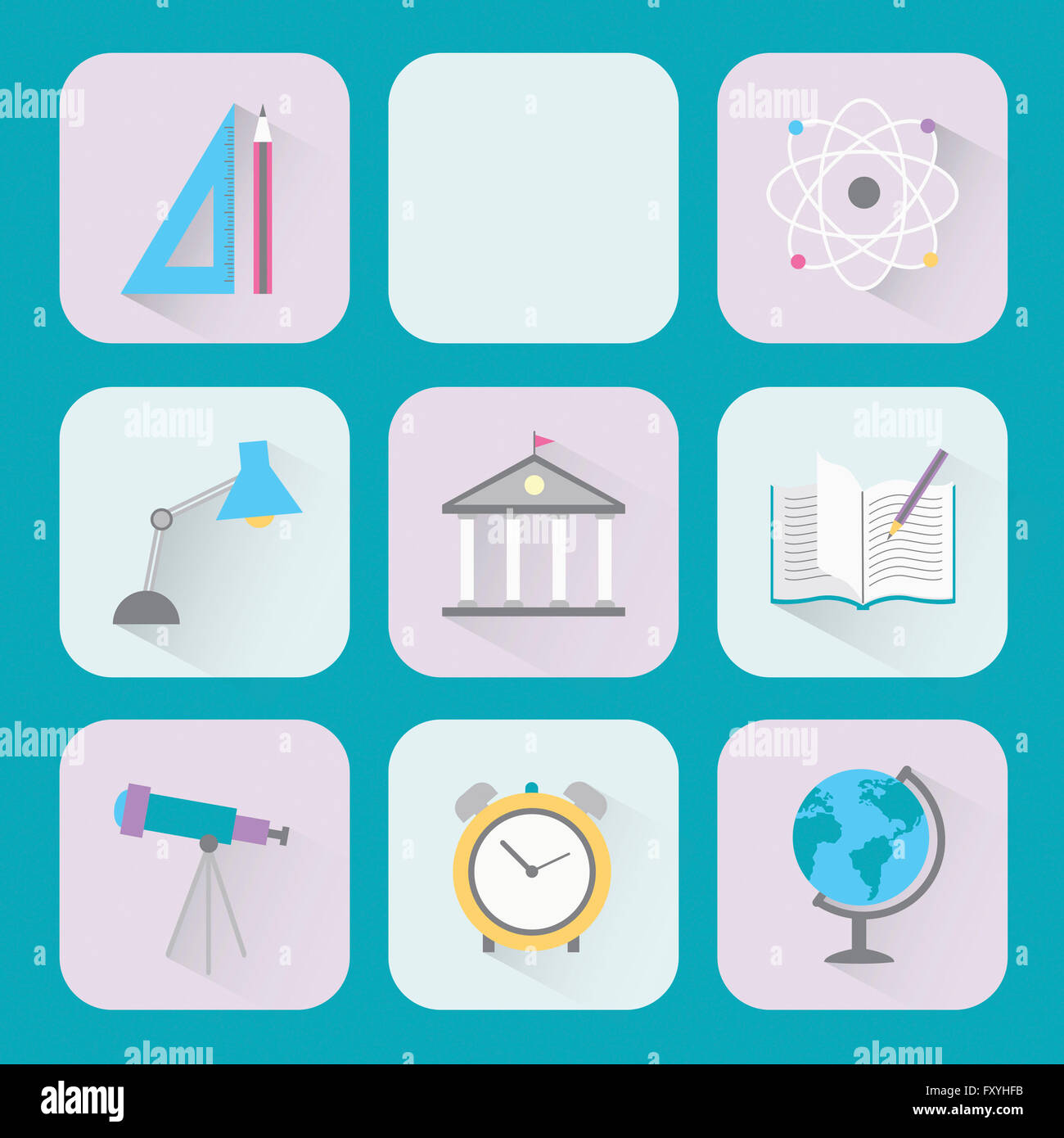 Various icons representing education Stock Photo - Alamy