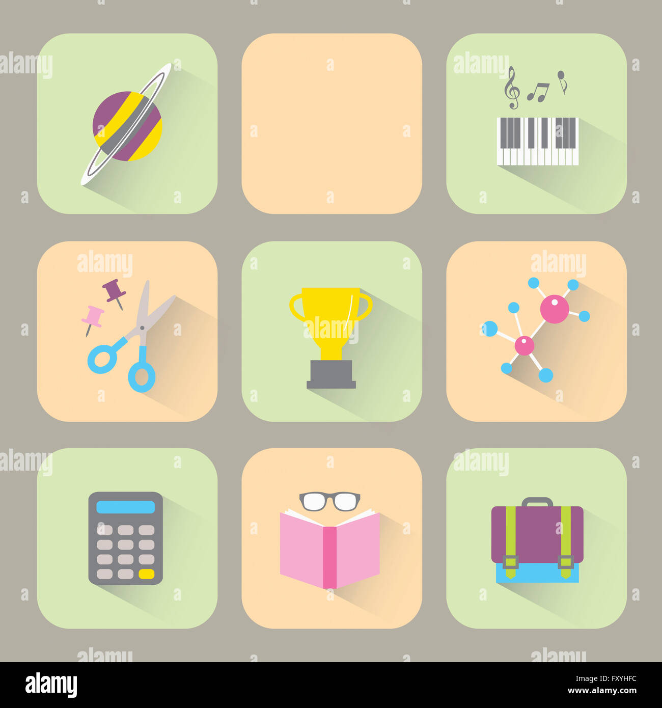 Various icons representing education Stock Photo - Alamy