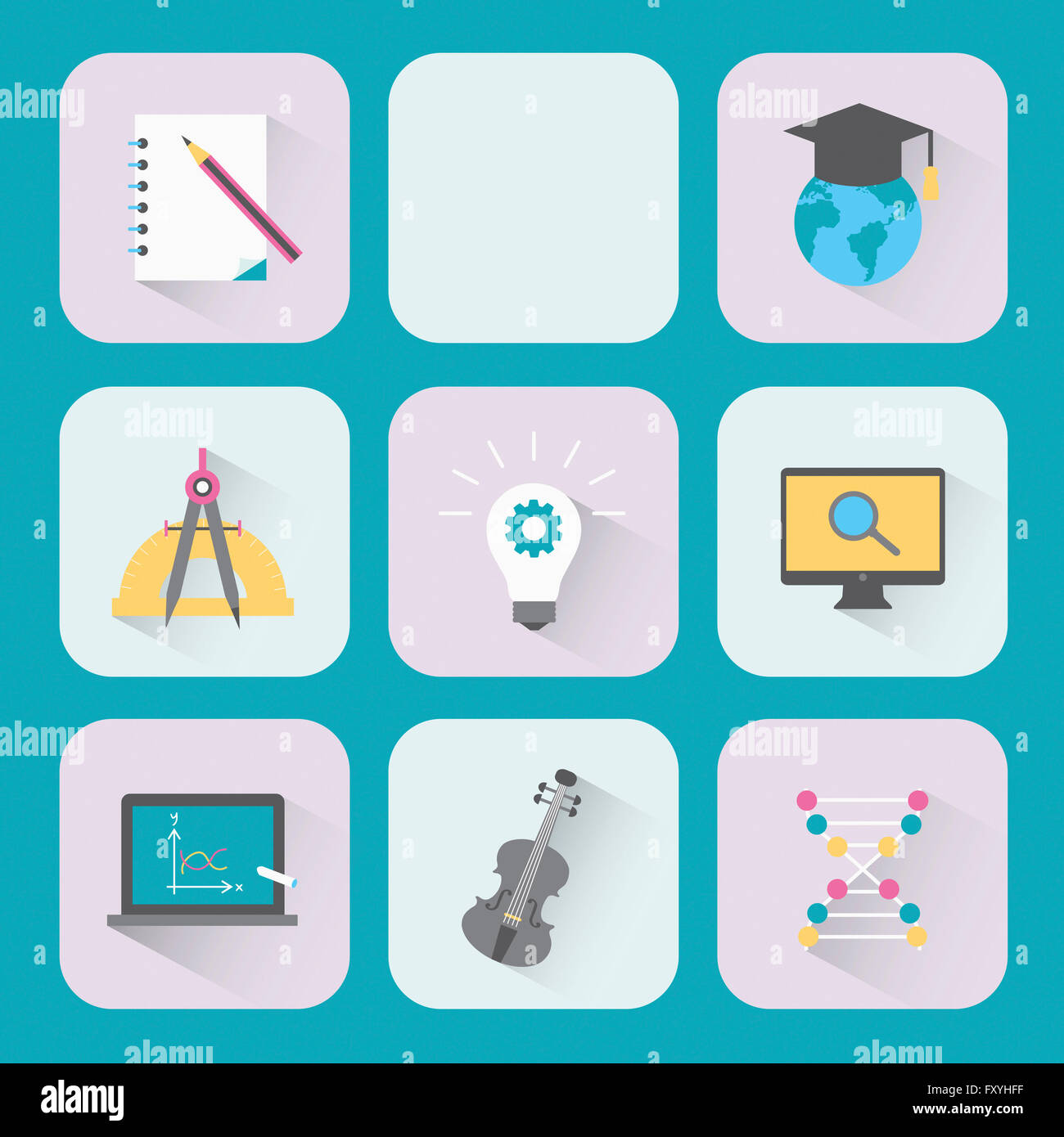 Various icons representing education Stock Photo - Alamy
