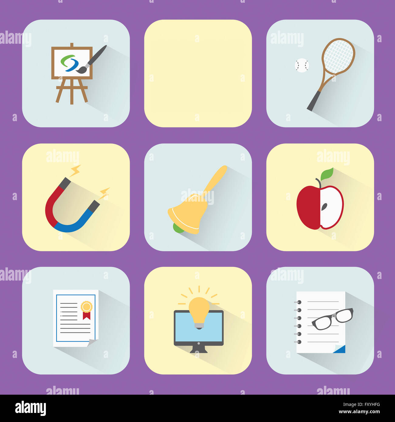 Various icons representing education Stock Photo - Alamy