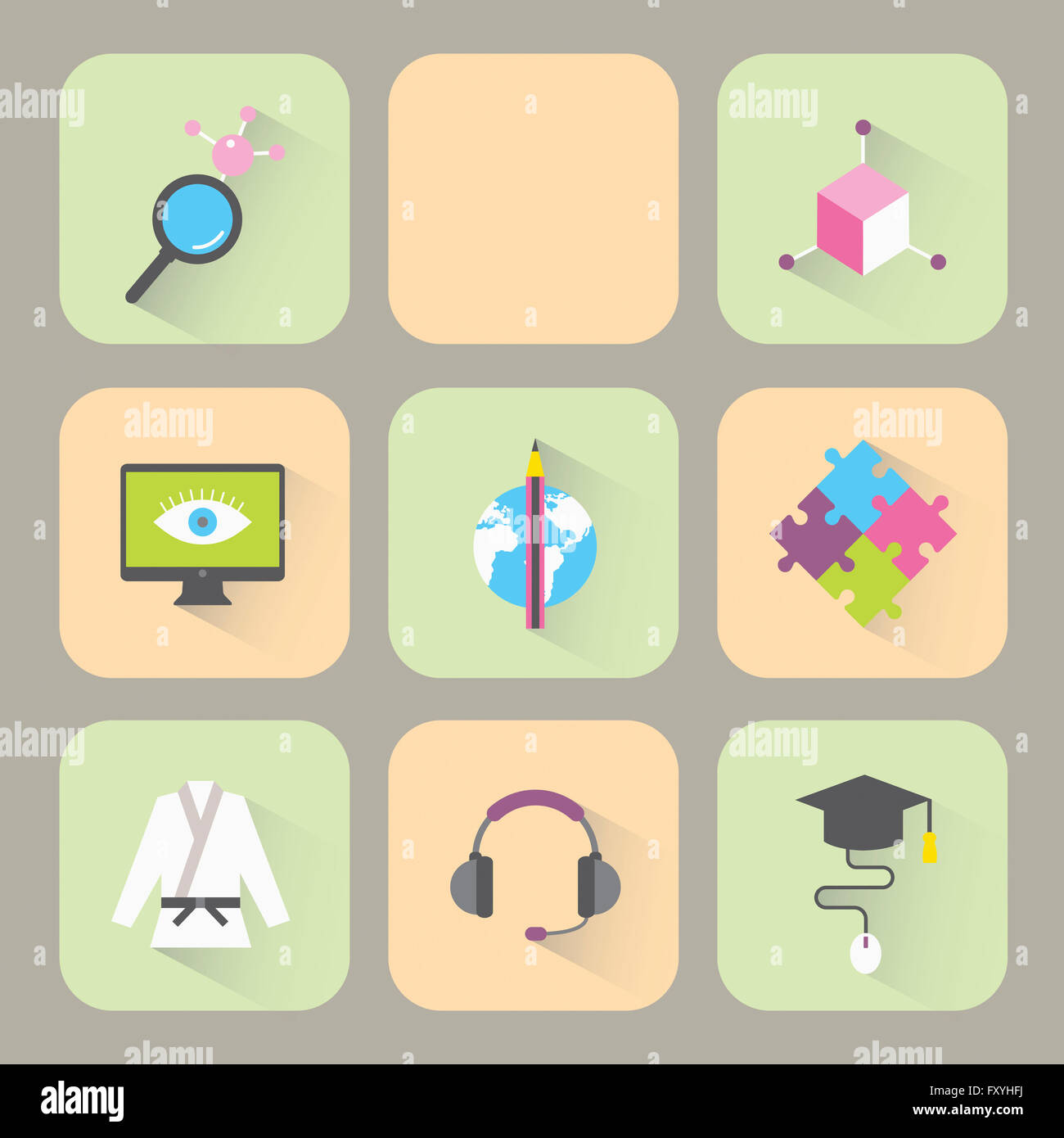 Various icons representing education Stock Photo - Alamy