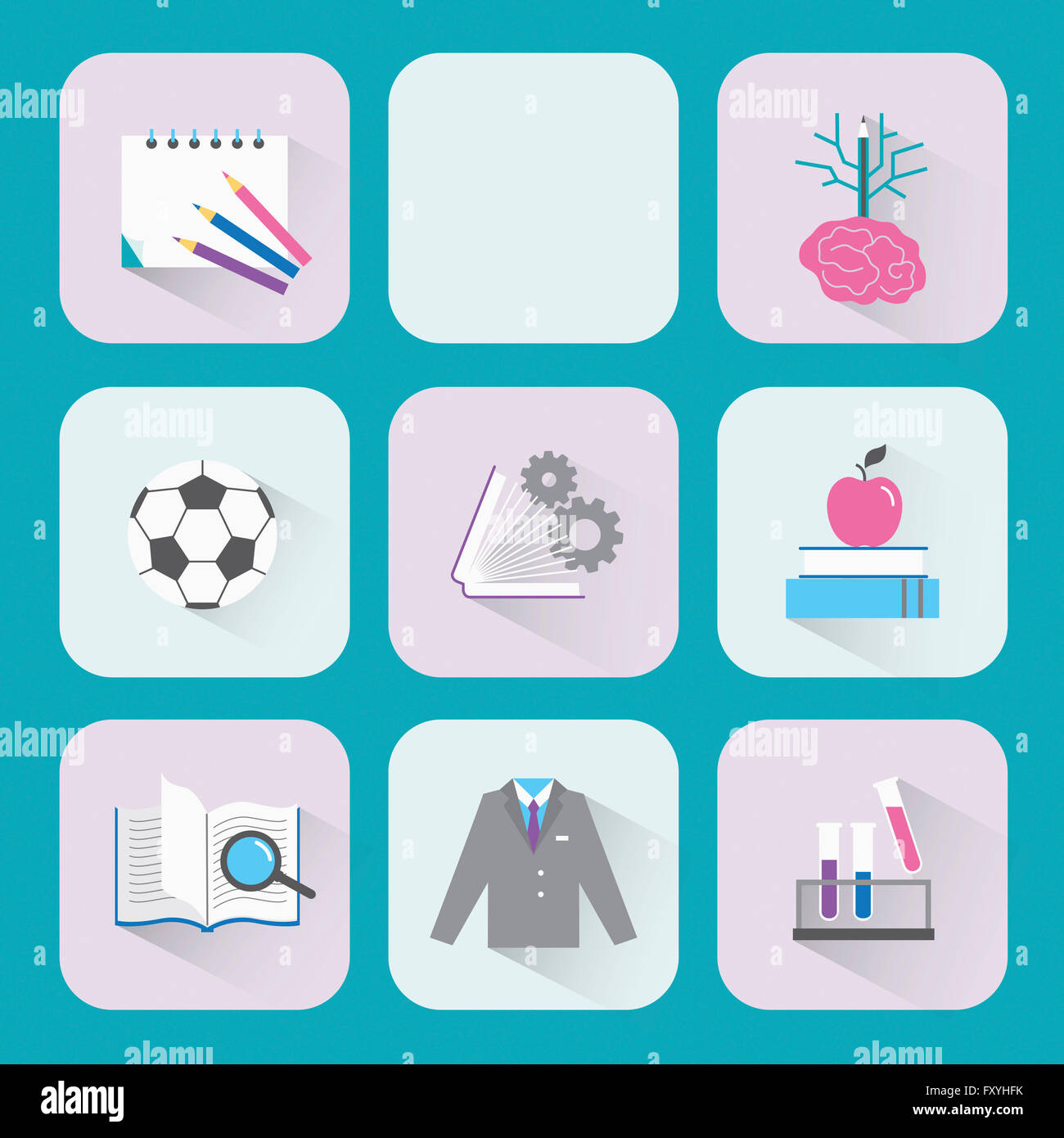 Various icons representing education Stock Photo - Alamy