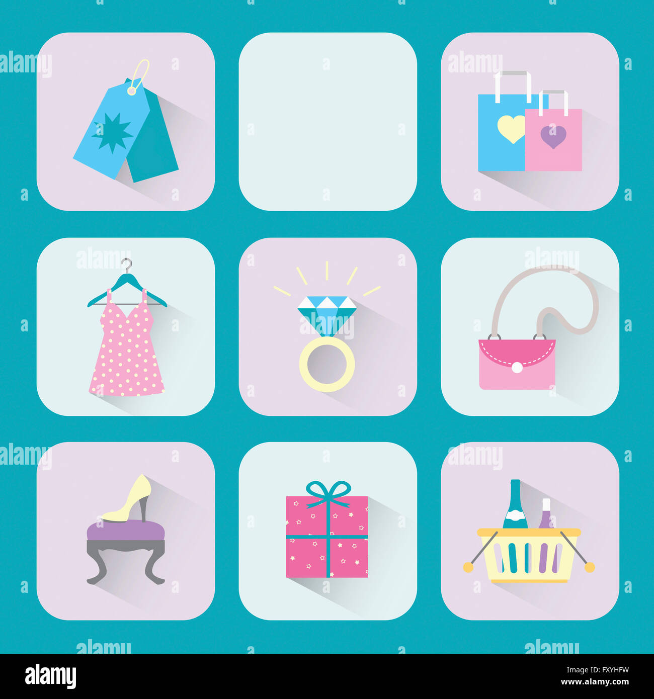Various icons representing shopping Stock Photo - Alamy