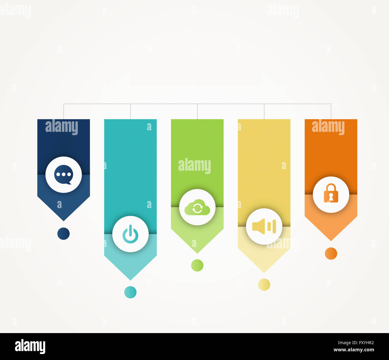 Colorful diagrams with various icons Stock Photo - Alamy