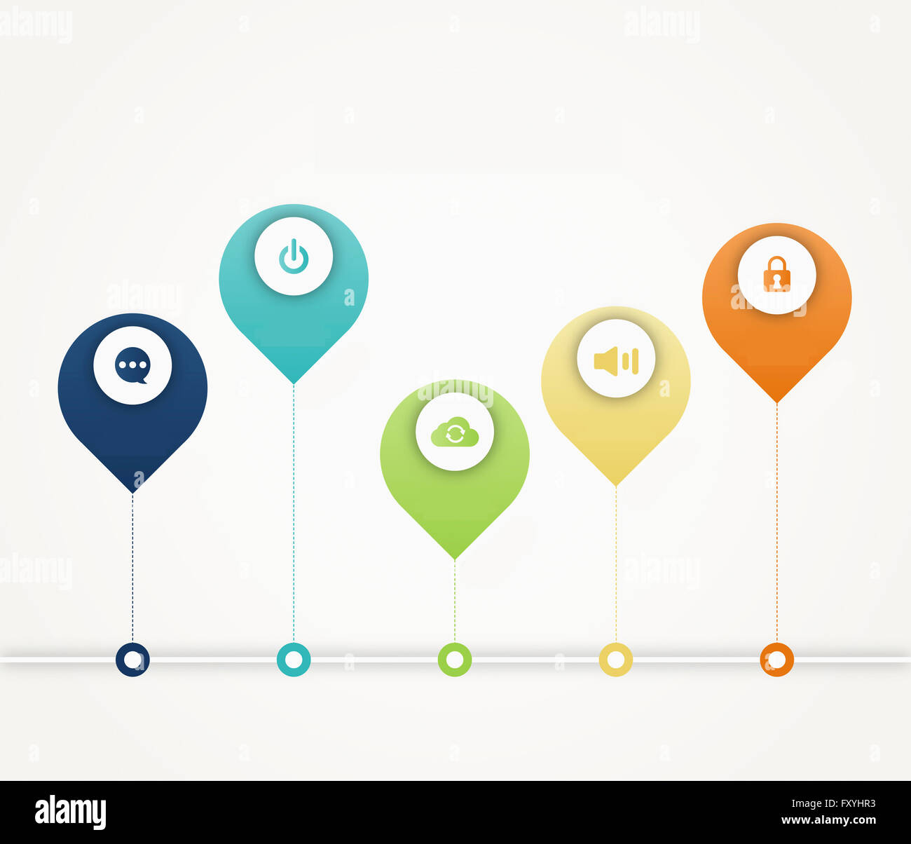 Colorful diagrams with various icons Stock Photo - Alamy