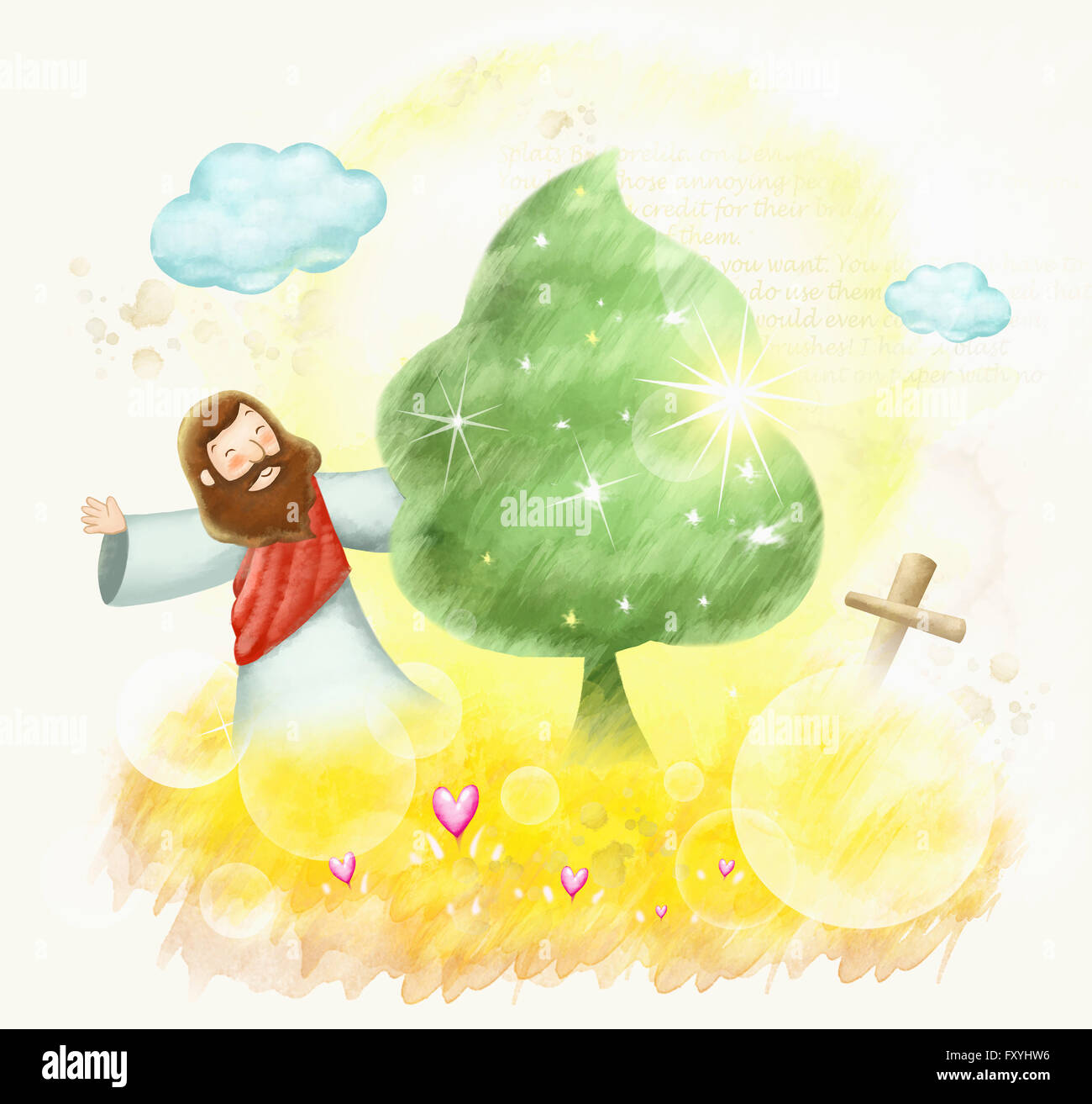 Christianity with Jesus and tree Stock Photo - Alamy