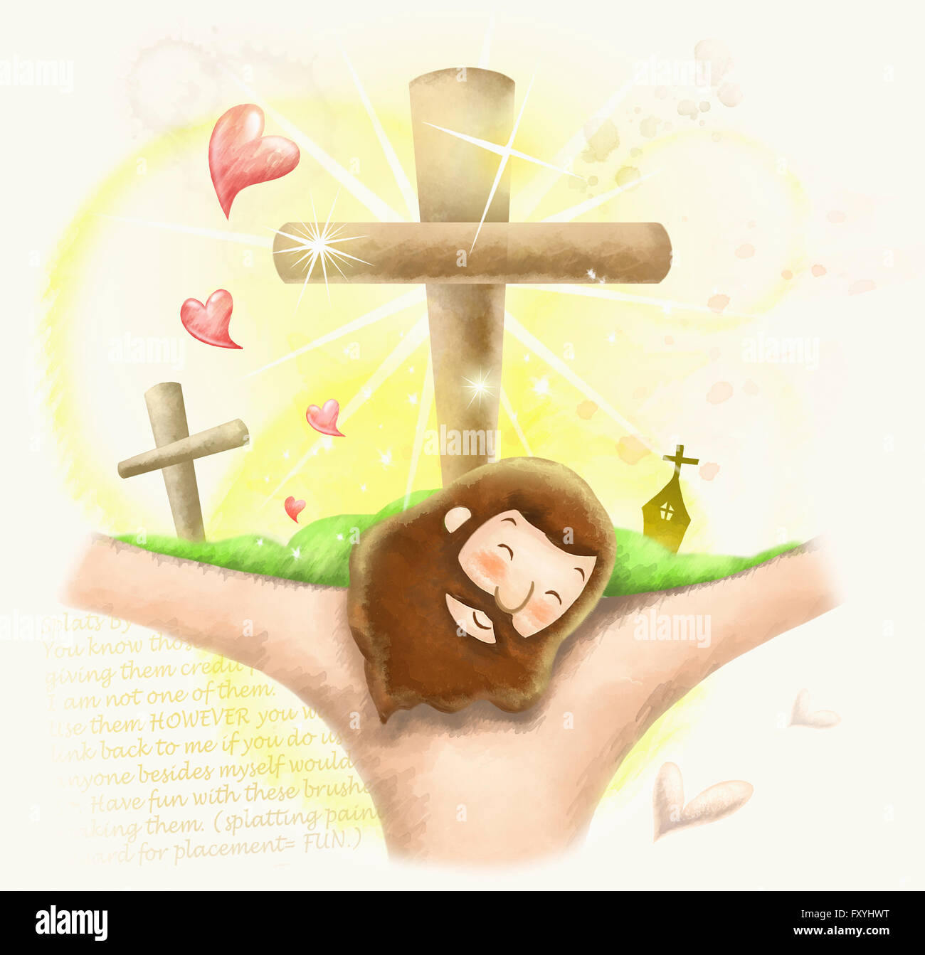 Jesus with cross and heart Stock Photo - Alamy