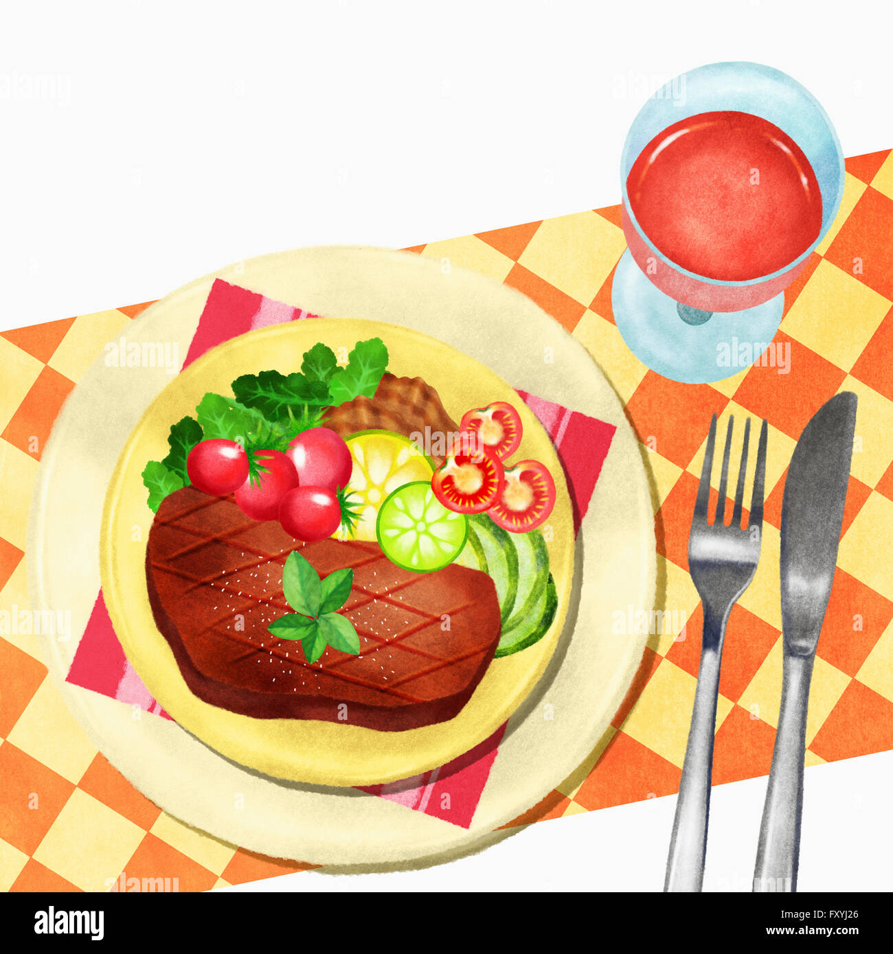 Western food, steak and red wine Stock Photo - Alamy