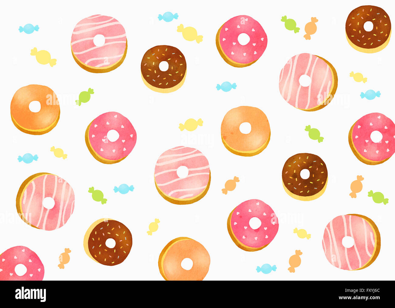 Patterns of water doughnuts and candies Stock Photo - Alamy