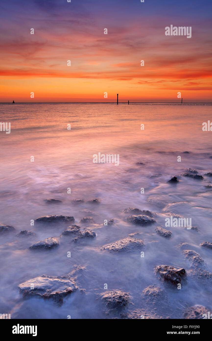 A sandy beach with rocks in Zeeland, The Netherlands. Photographed at ...