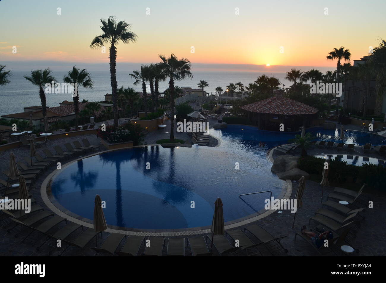 Sunset at Beach Resort Cabo San Lucas Mexico Stock Photo - Alamy