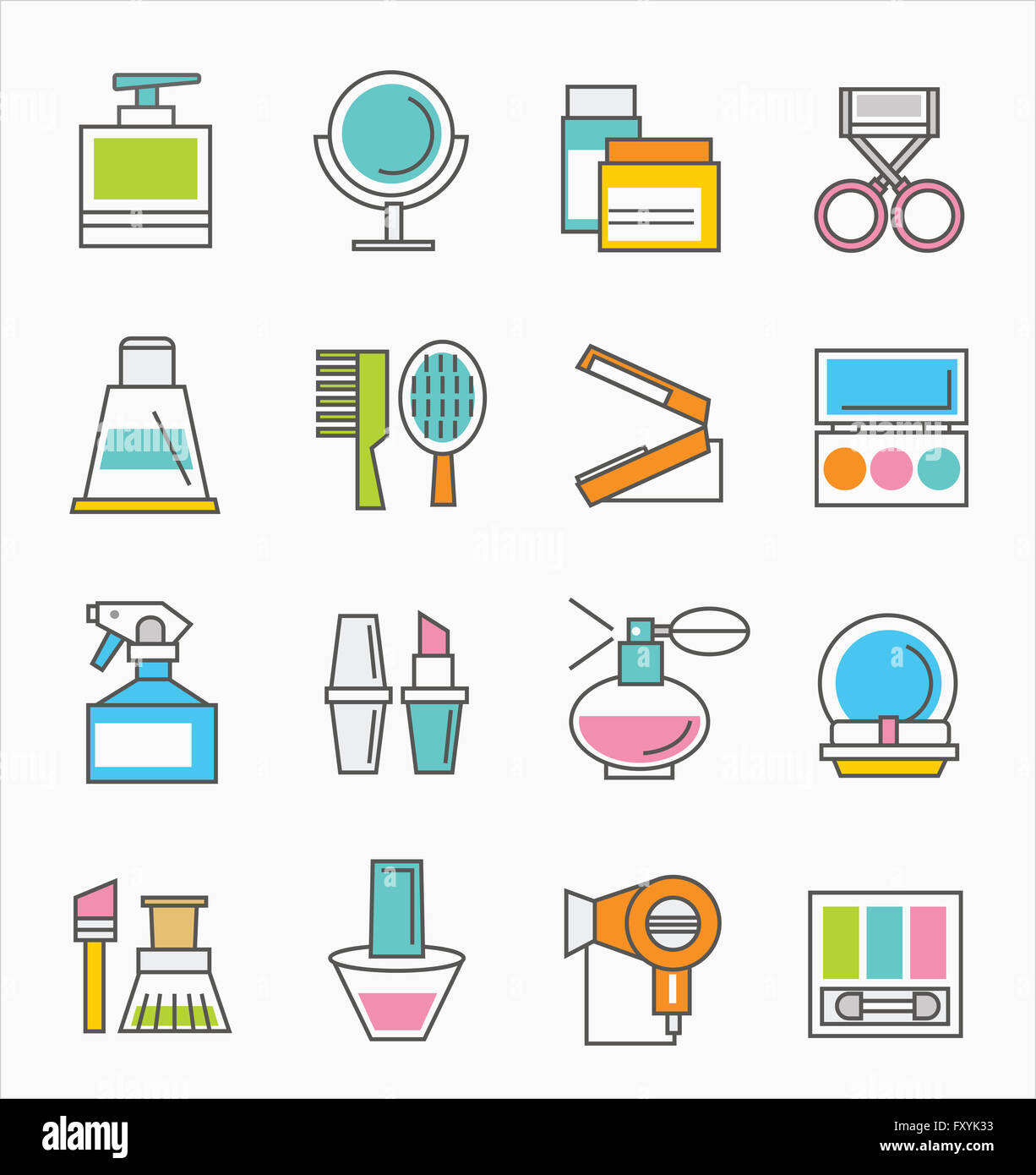 Various icons representing beauty related items Stock Photo - Alamy