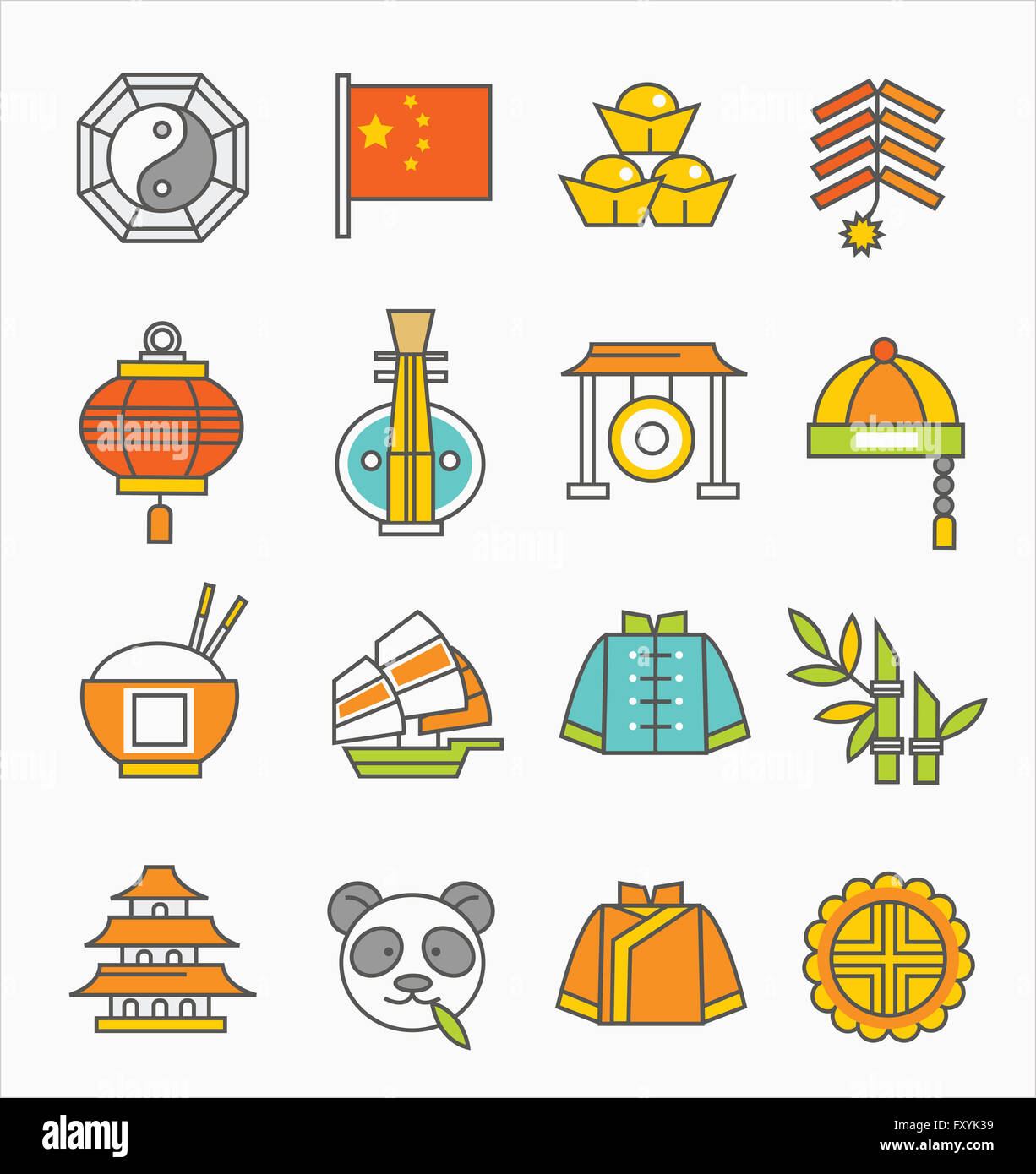 Various icons related to China Stock Photo - Alamy