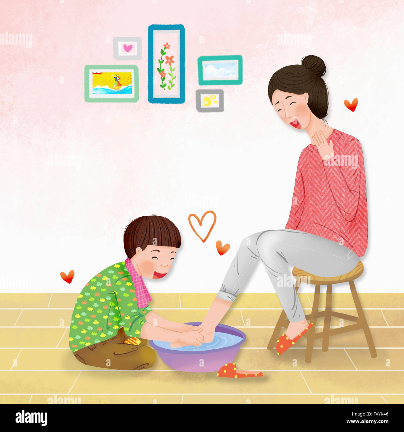 Painting illustration representing being good to one's parents Stock ...