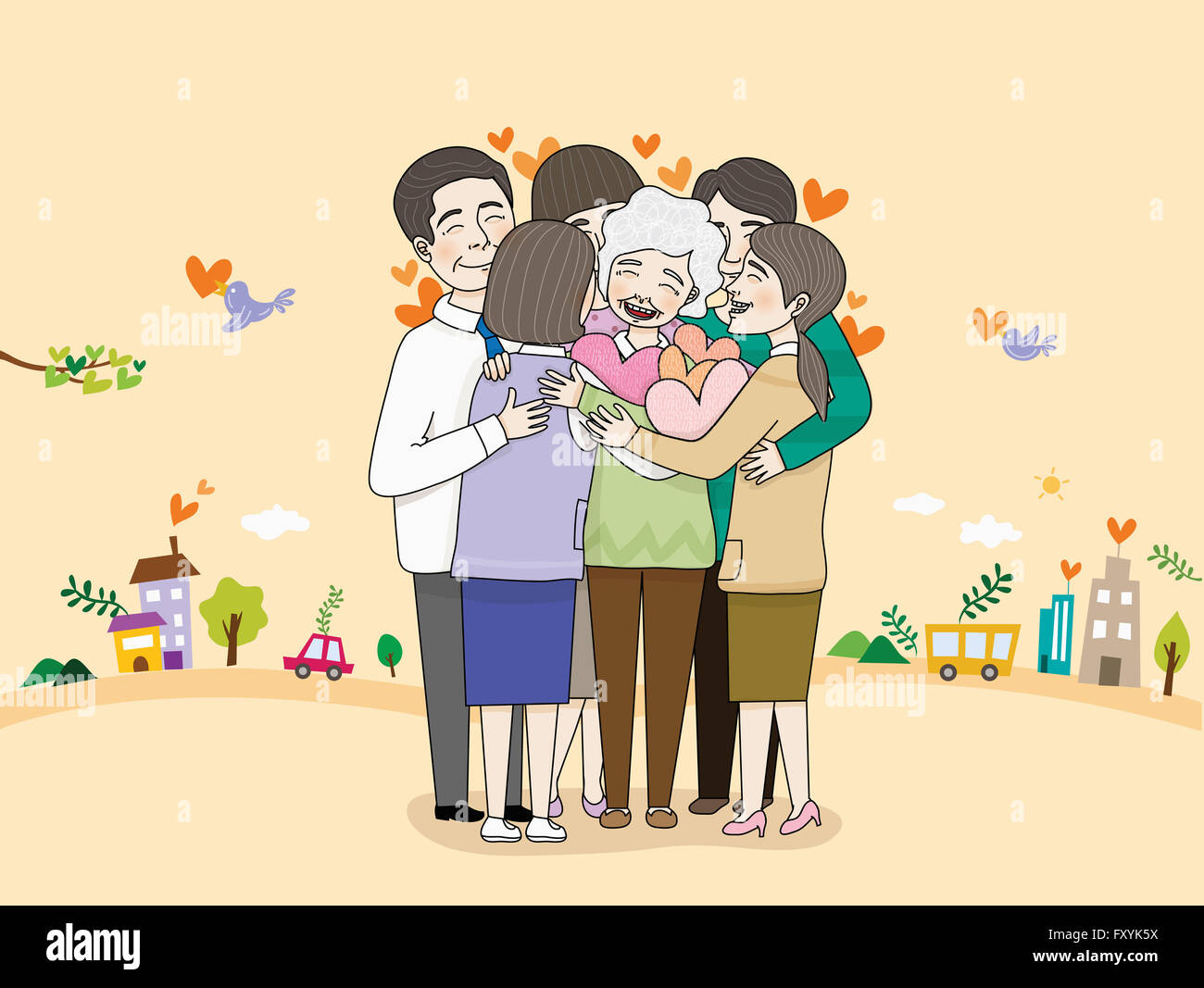 Illustration representing happy family Stock Photo - Alamy