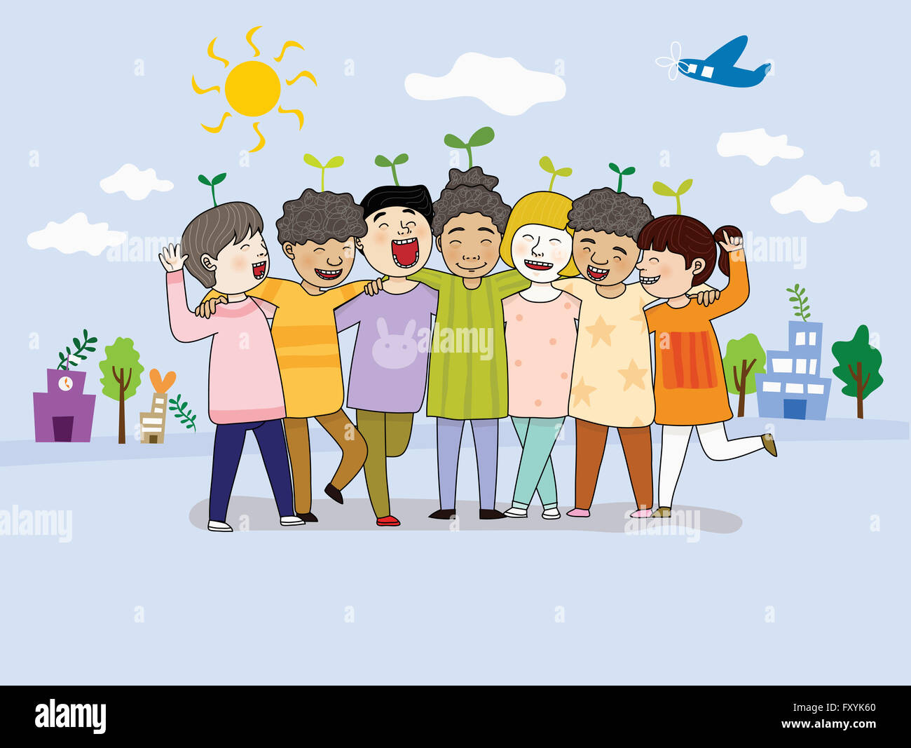 Illustration representing multicultural society Stock Photo - Alamy