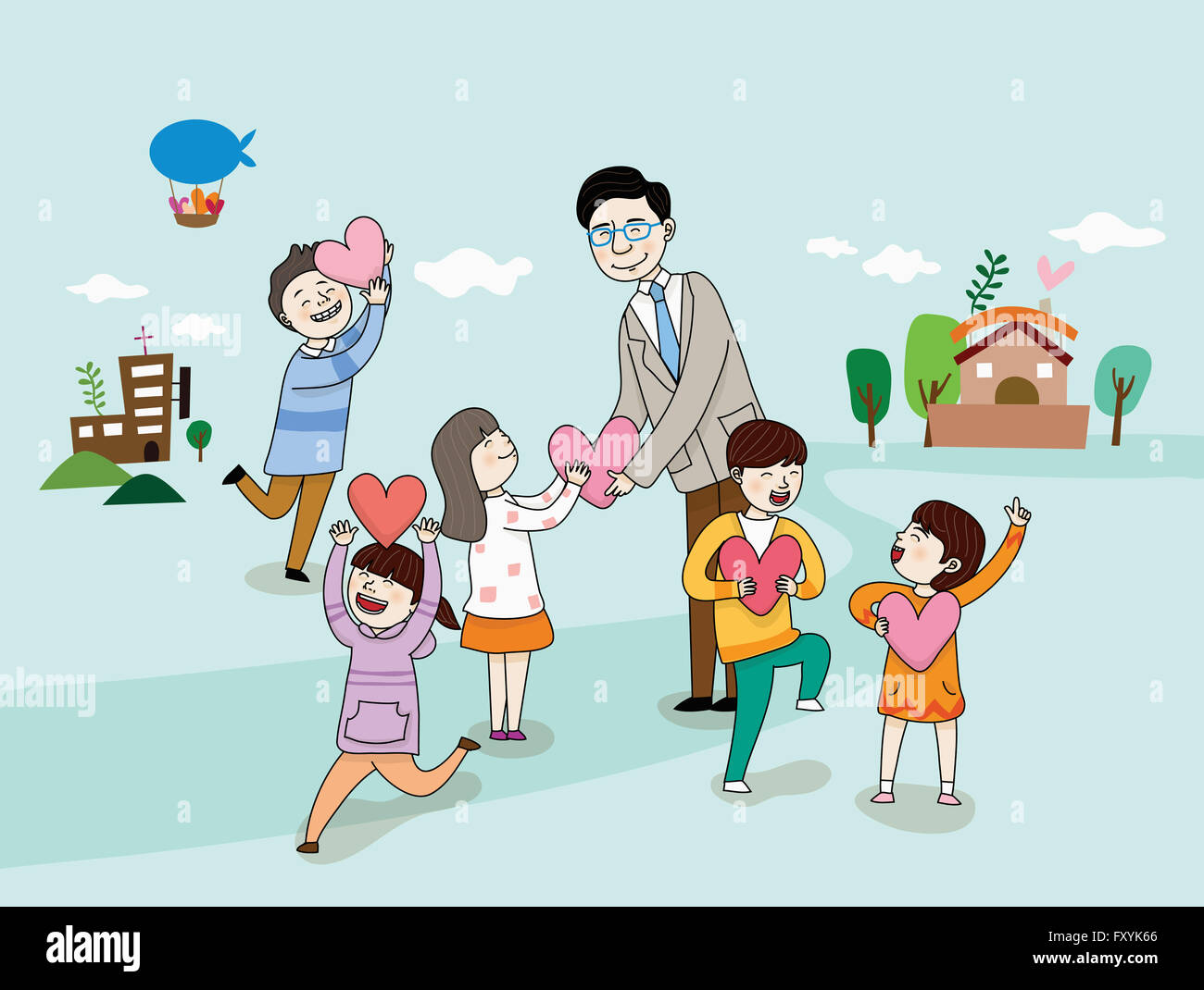 Illustration representing giving love to children Stock Photo - Alamy