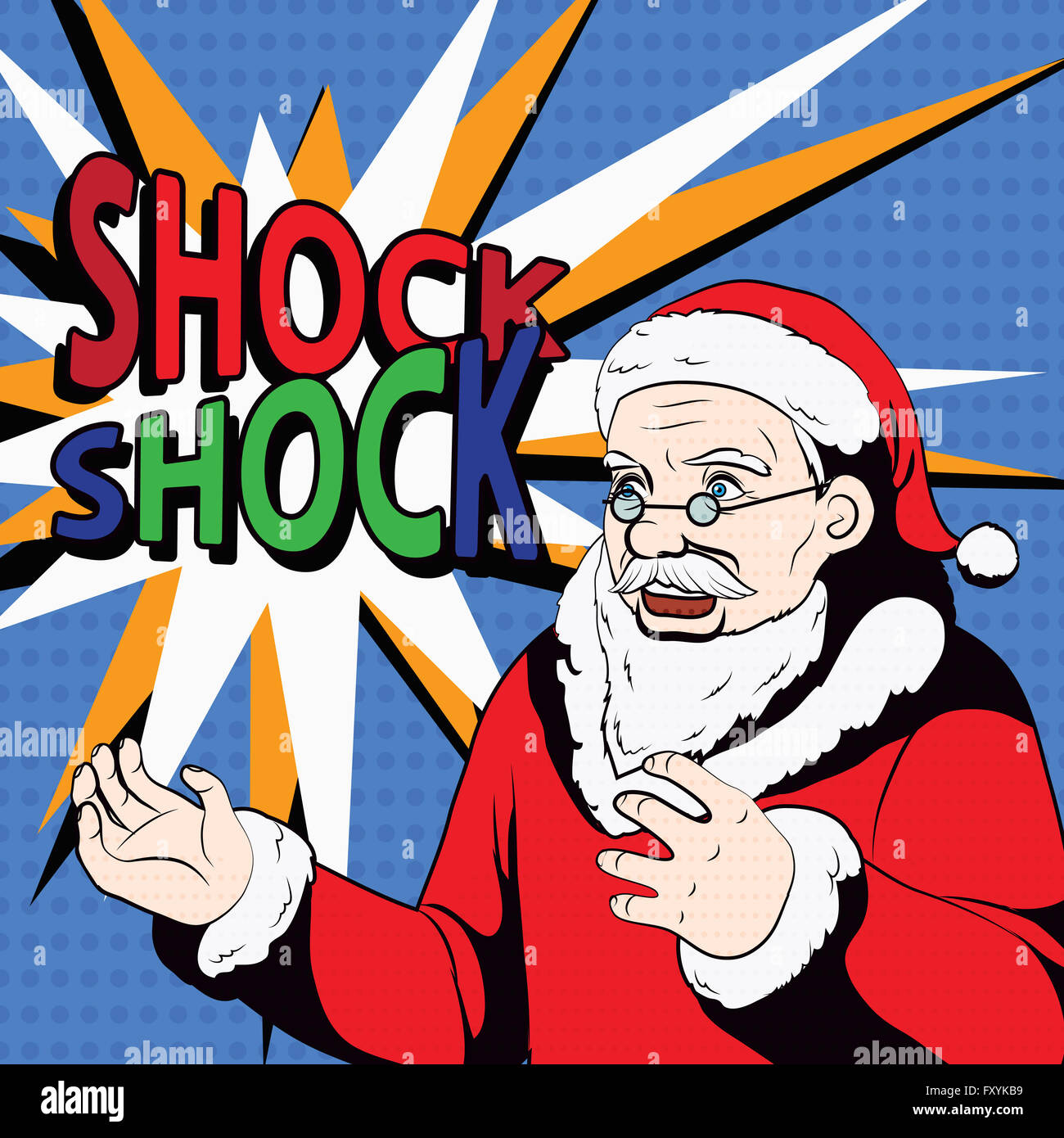 Pop art illustration of a Santa with a message of Shock Stock Photo - Alamy