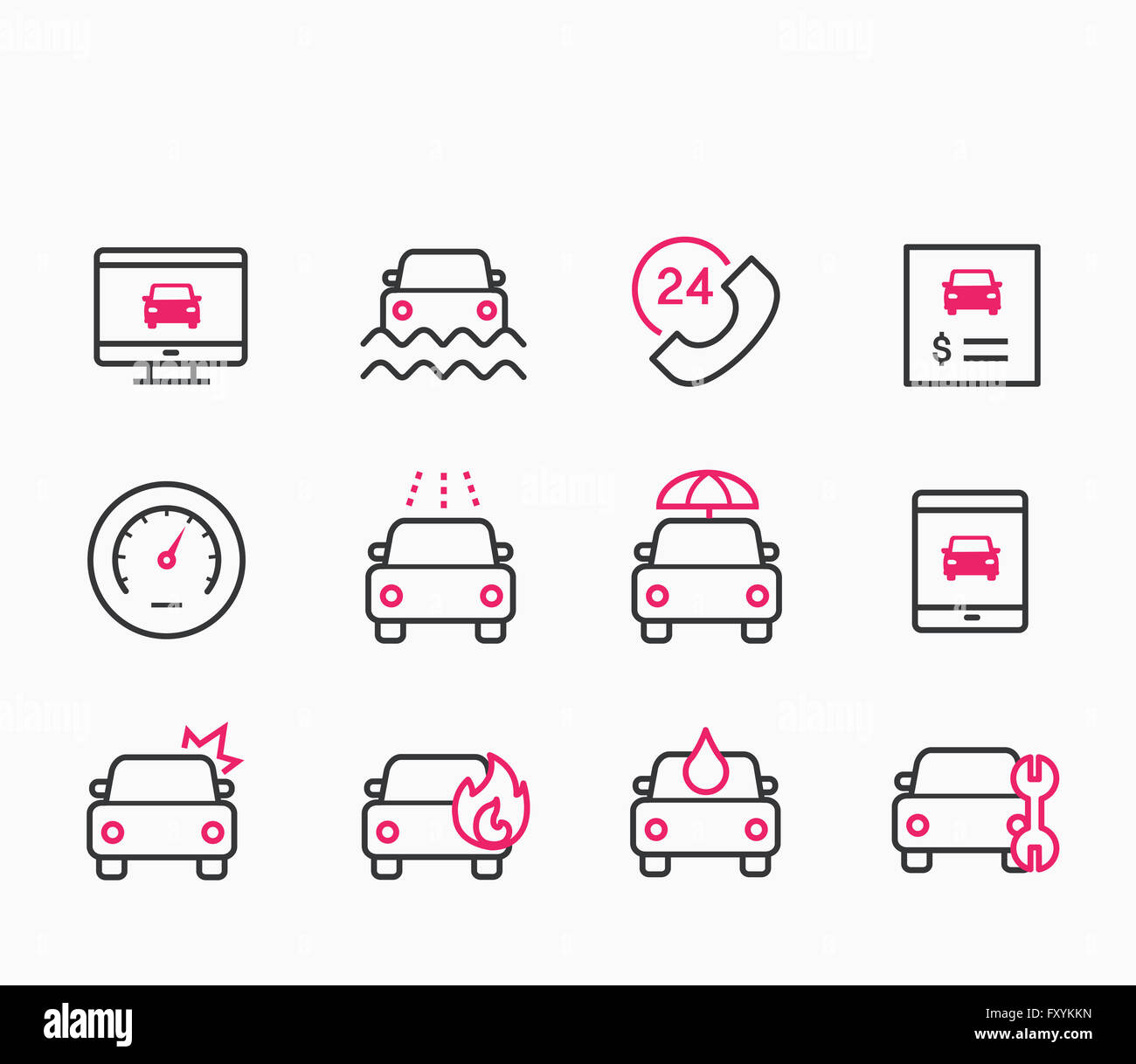 Various icons related to car management Stock Photo - Alamy