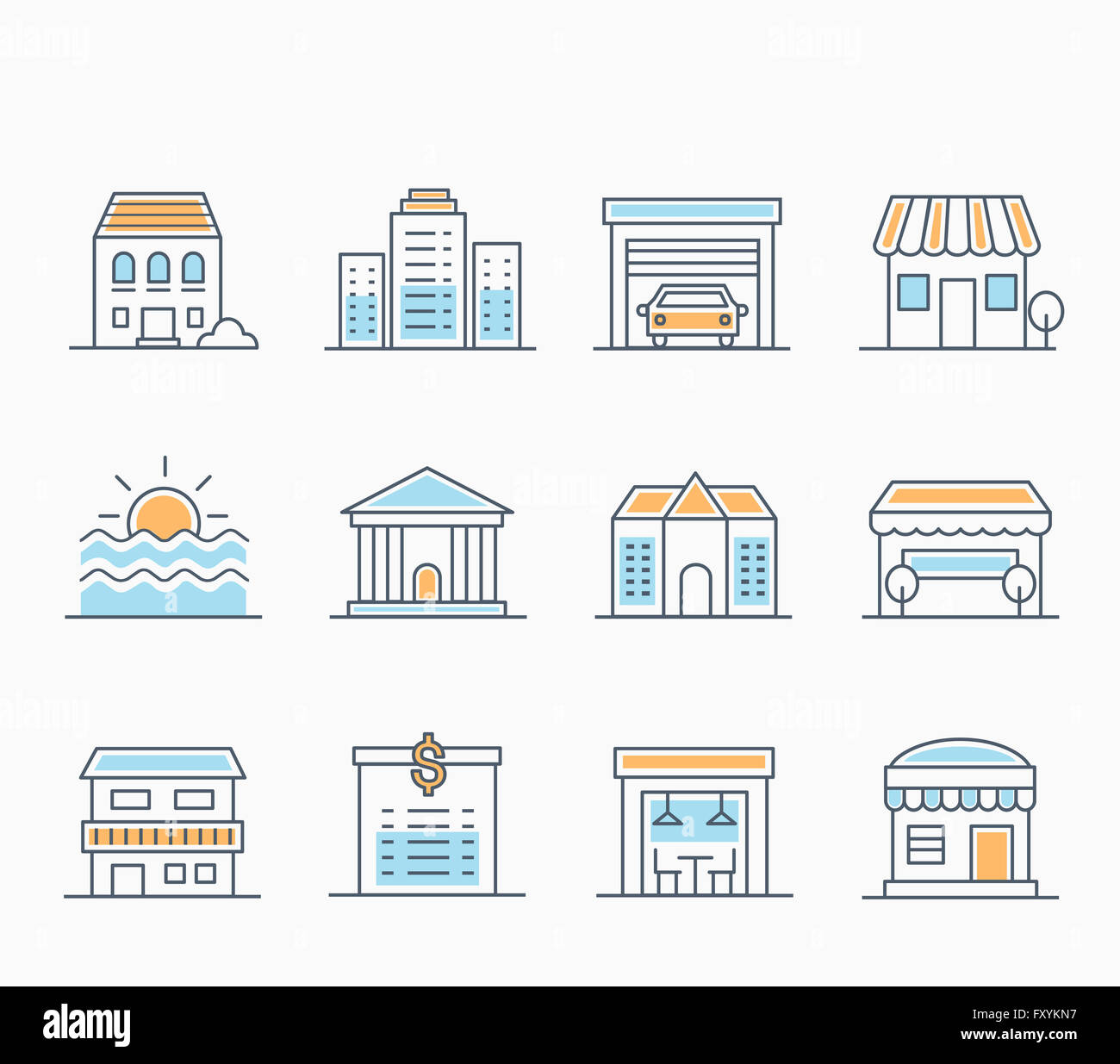 Various icons related to different types of stores and buildings Stock ...