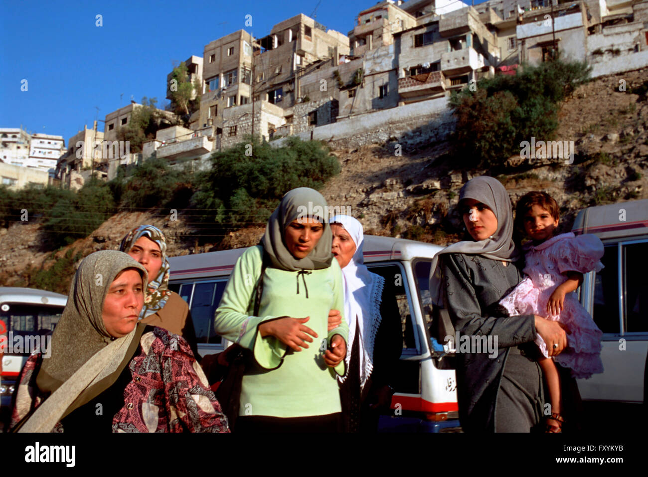 Jordan women. Raghadan bus station, Amman, Jordan Stock Photo - Alamy