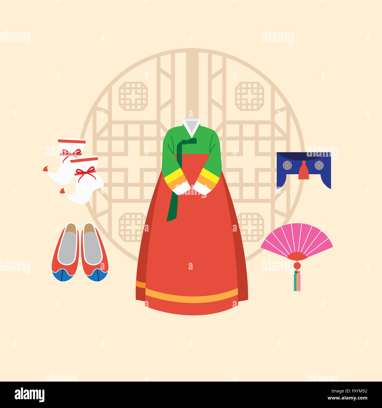 Korean traditional clothes for woman in illustration Stock Photo - Alamy
