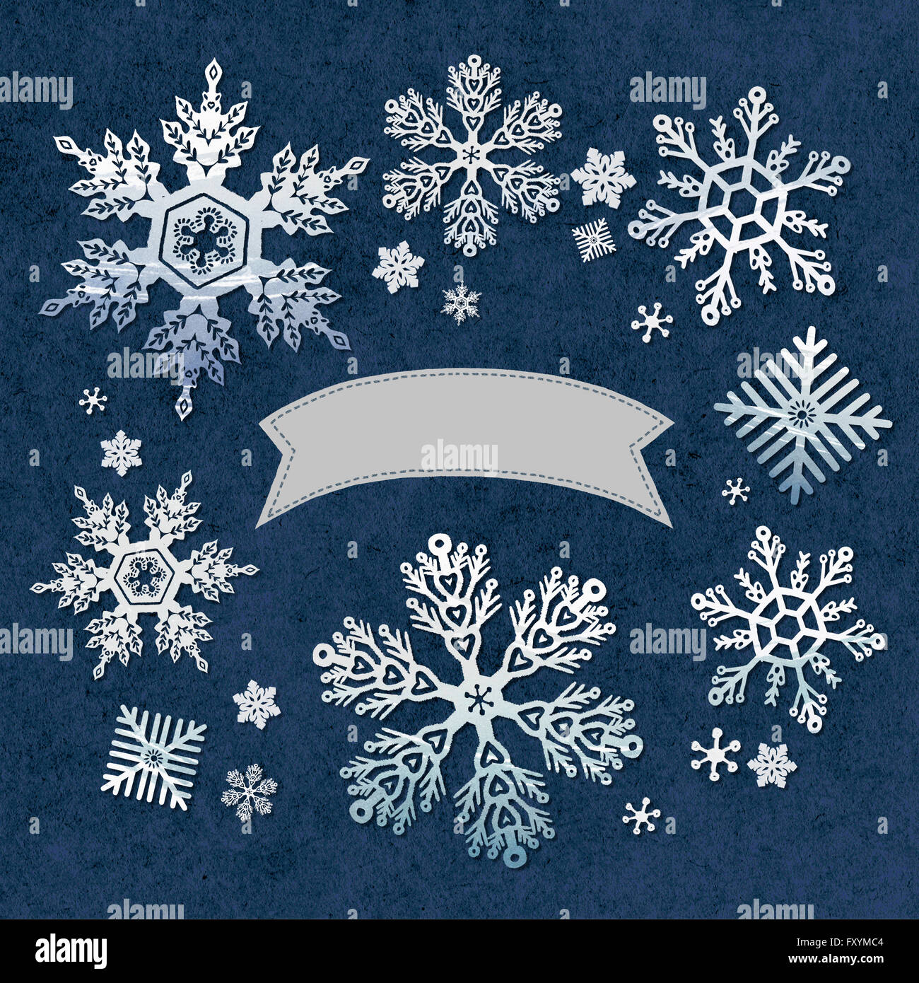 Label with snow flake images in illustration Stock Photo - Alamy