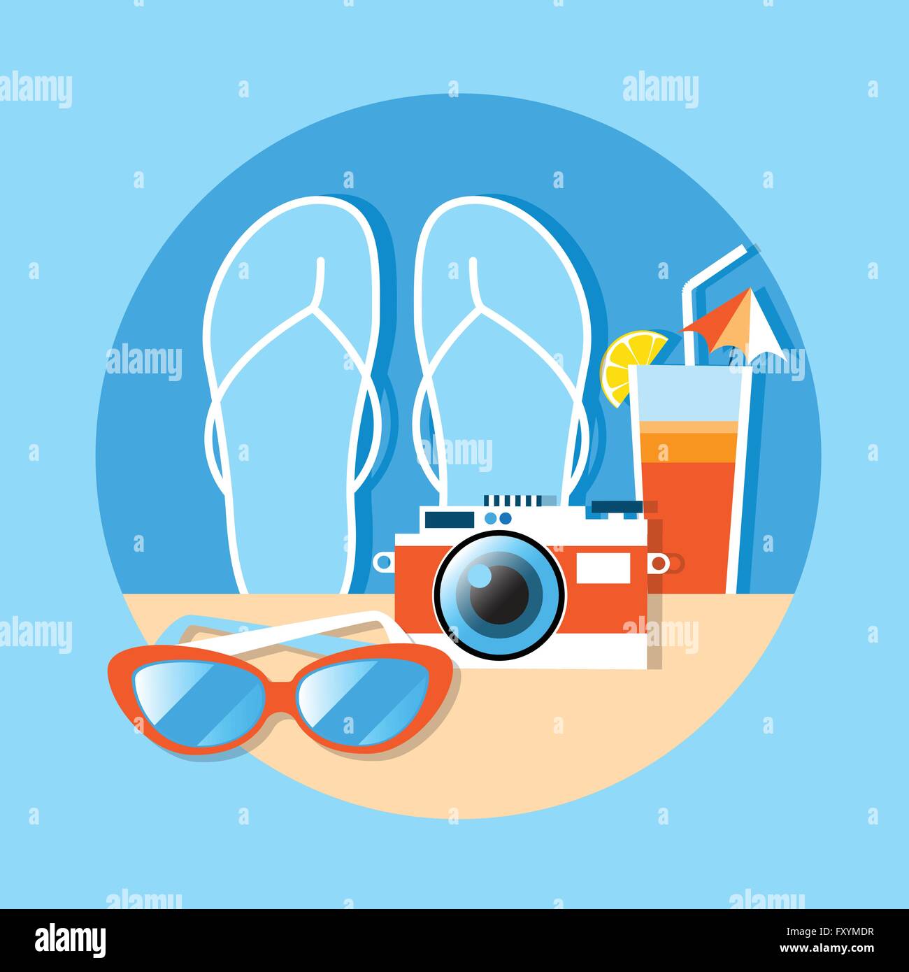 Flip flops camera sunglasses Stock Vector Images - Alamy