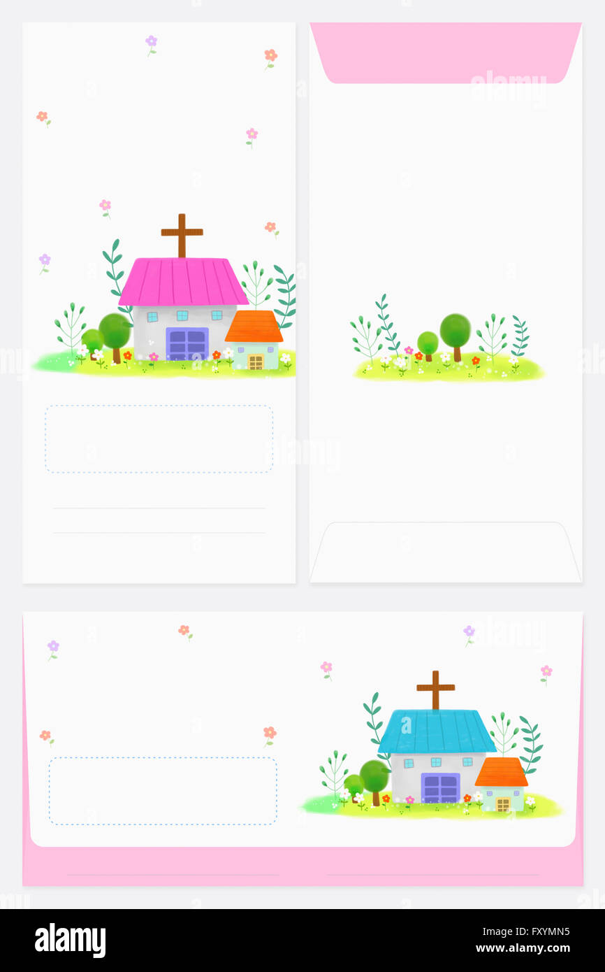 Envelope designs for church in illustration Stock Photo - Alamy